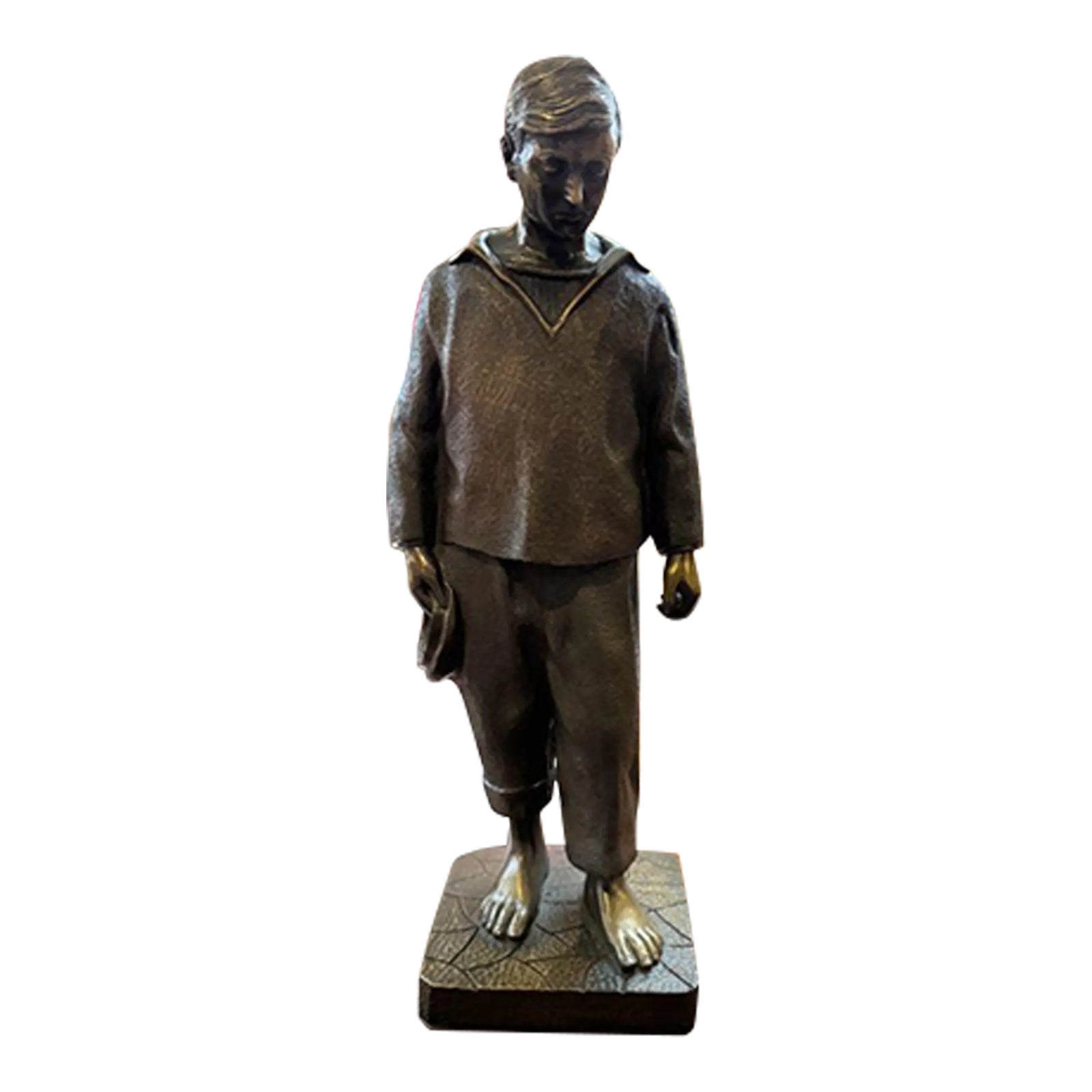 Bronze Boy Statue | Chairish