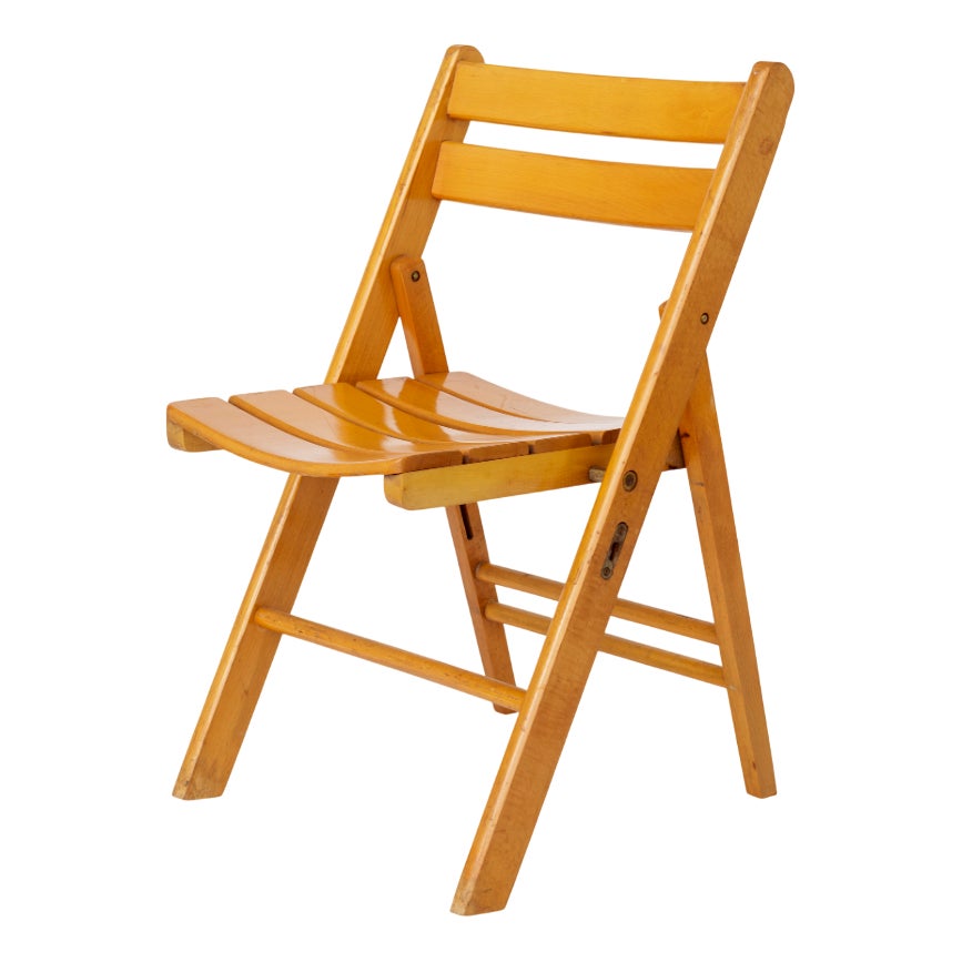 Mid-Century Modern German Beech Folding Chair, 1960s | Chairish