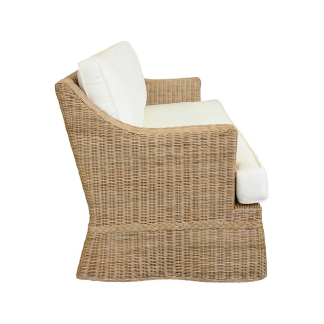 Matthew Izzo Home Daphne Lawson Style Natural Rattan Sofa With Ivory ...