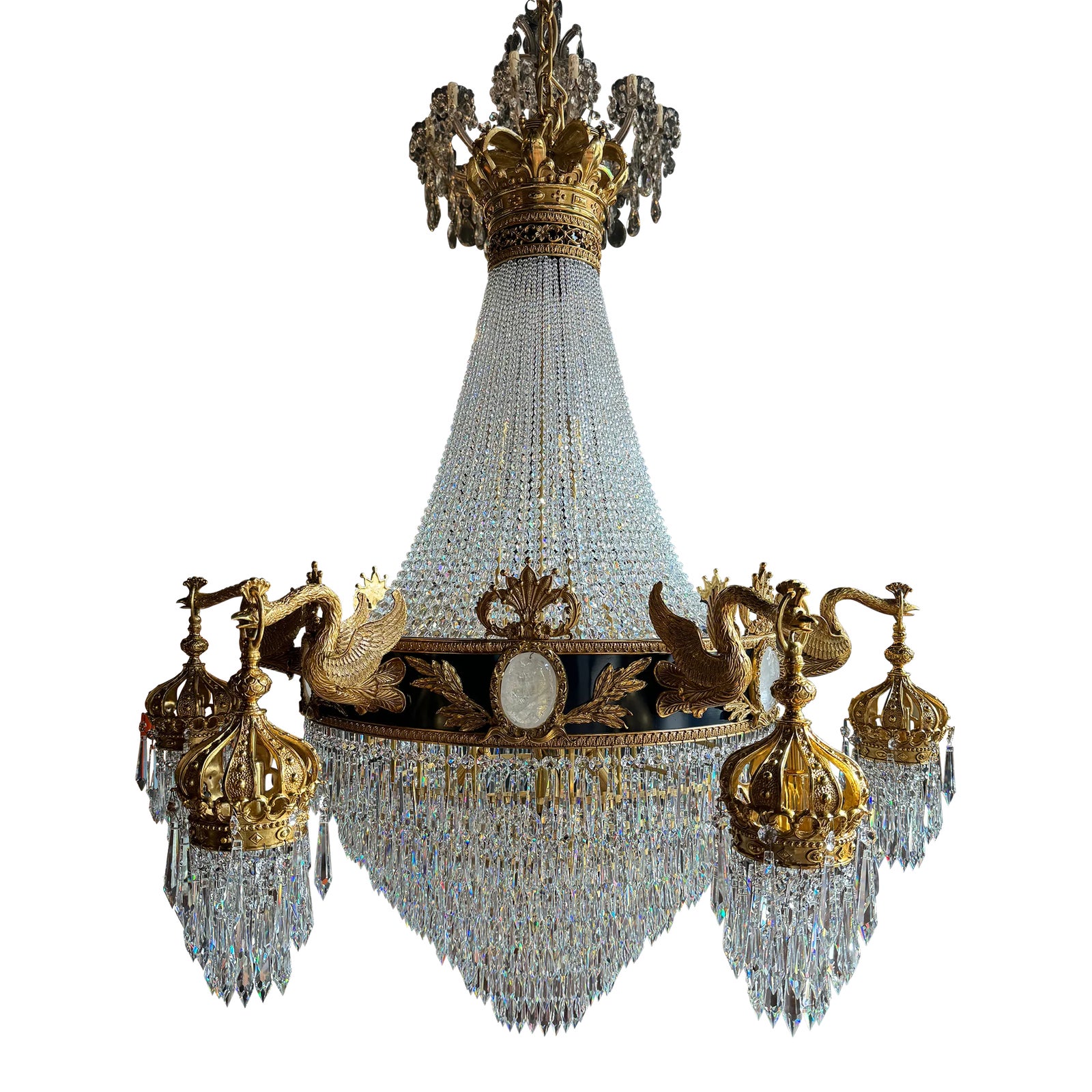 21st Century Baroque Brass Empire Chandelier Rock Crystal Lustre Lamp ...