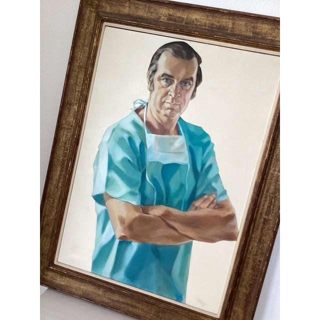 Vintage Mid Century Modern Realistic Surgeon / Doctor Framed Painting ...