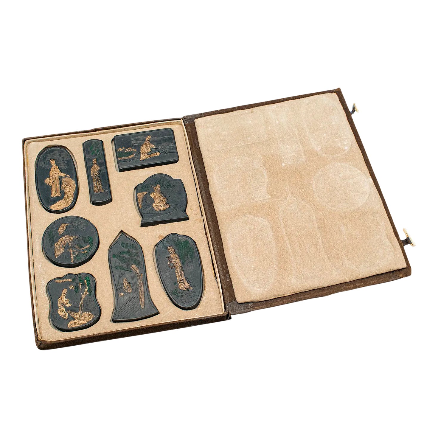 1900's Set of 8 Antique Calligraphic Ink Blocks | Chairish