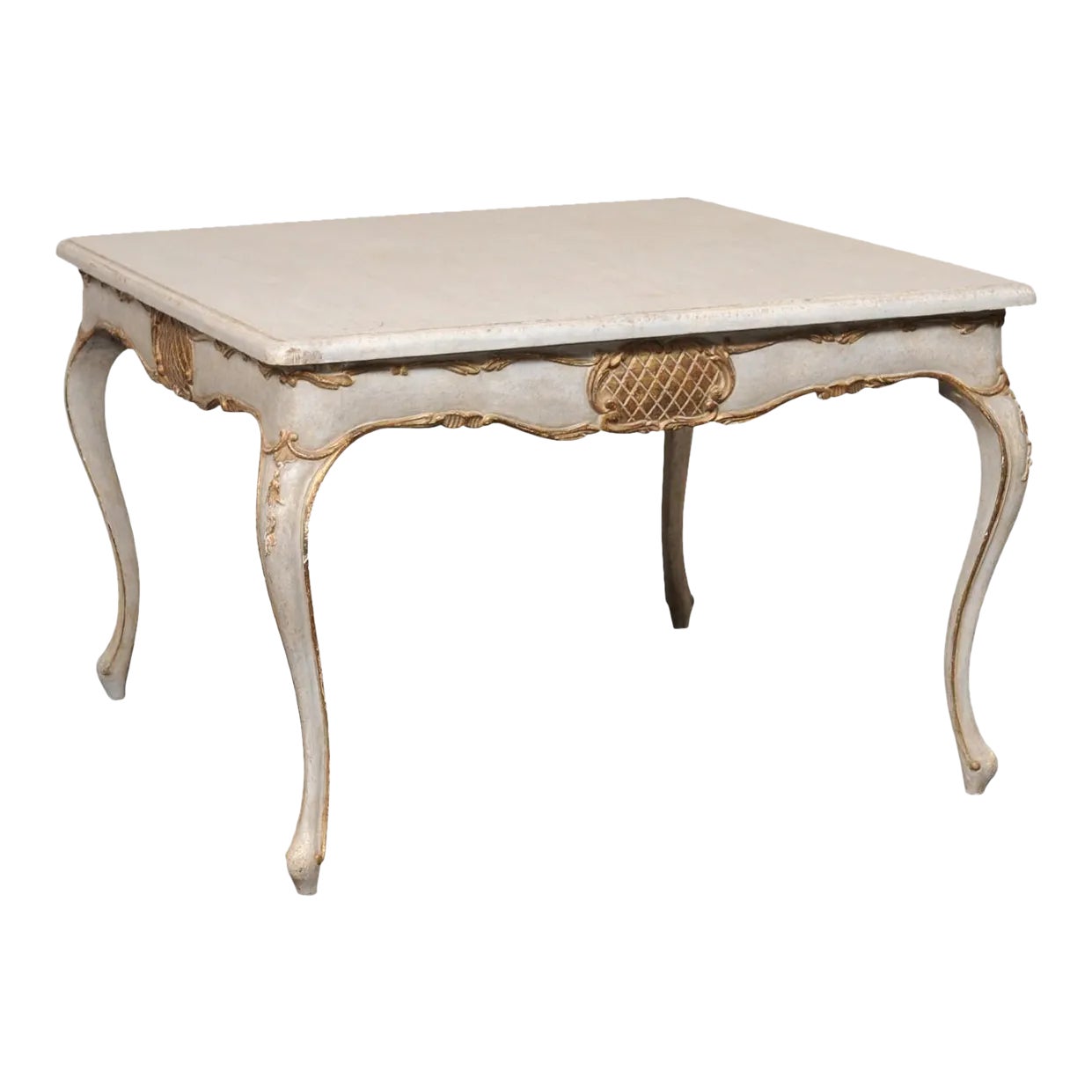 Italian Carved & Painted Square Table | Chairish