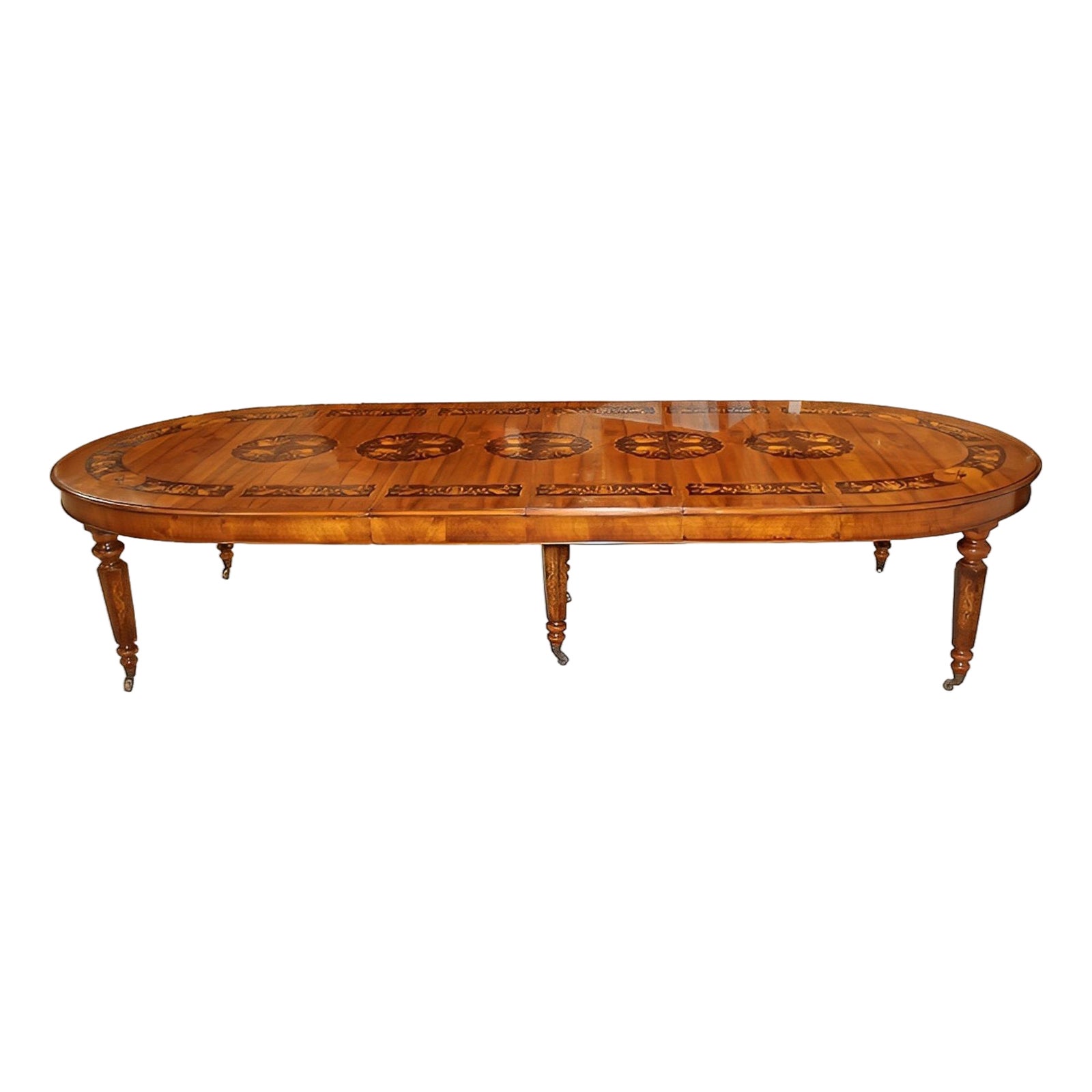 1950's Italian Marquetry Oval Dining Table With Musical Inlay ...
