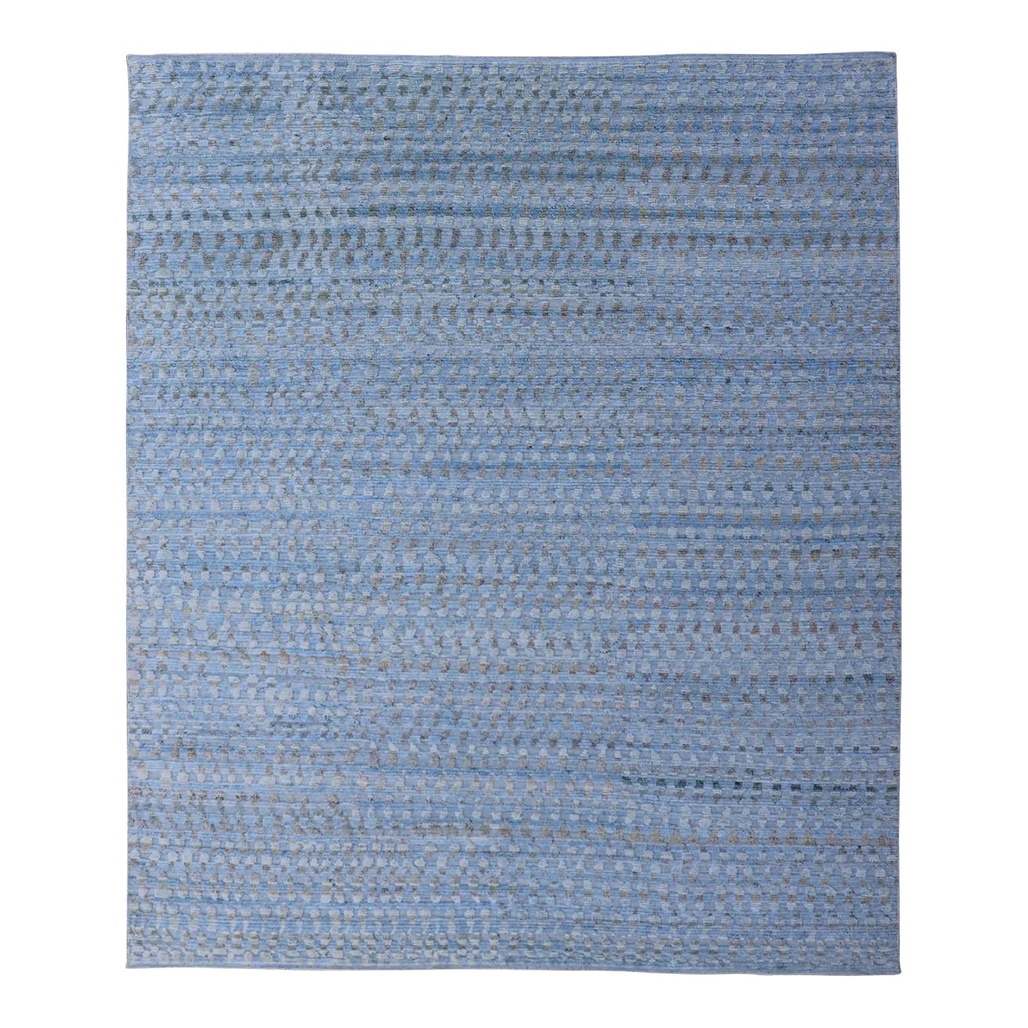 Modern Hi-Low Area Rug With Abstract Design in Light Blue and Green ...