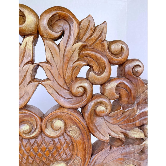 Vintage Rustic Decorative Hand-Carved Filigree Wood Medallion | Chairish