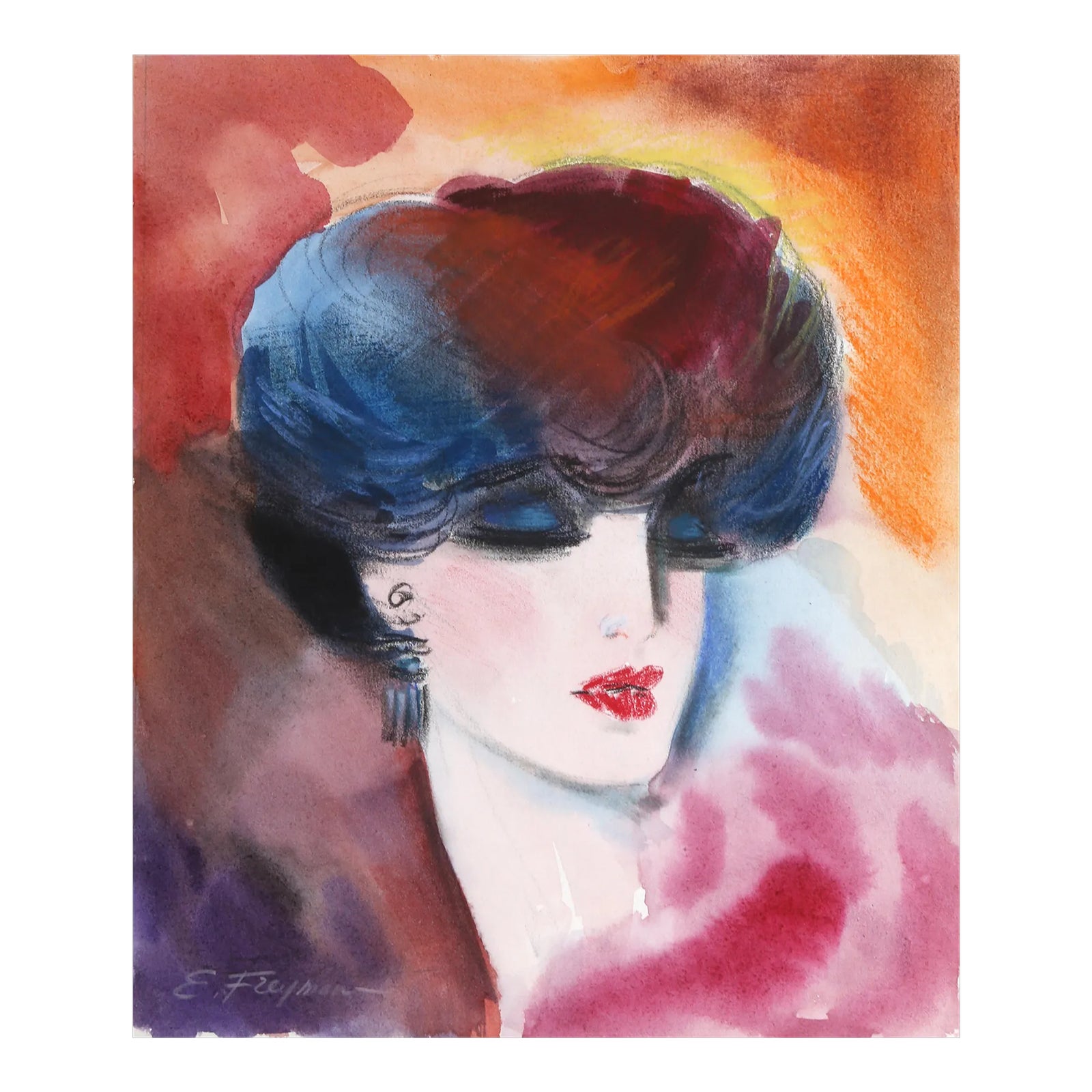 Beauty 1, Erik Freyman Watercolor With Pastel on Paper, Signed in ...