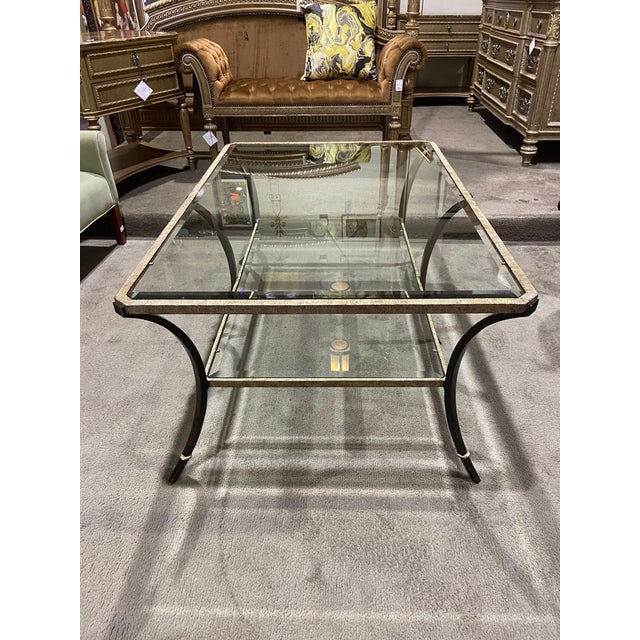 Marge Carson Gold Metal Frame Coffee Table | Chairish