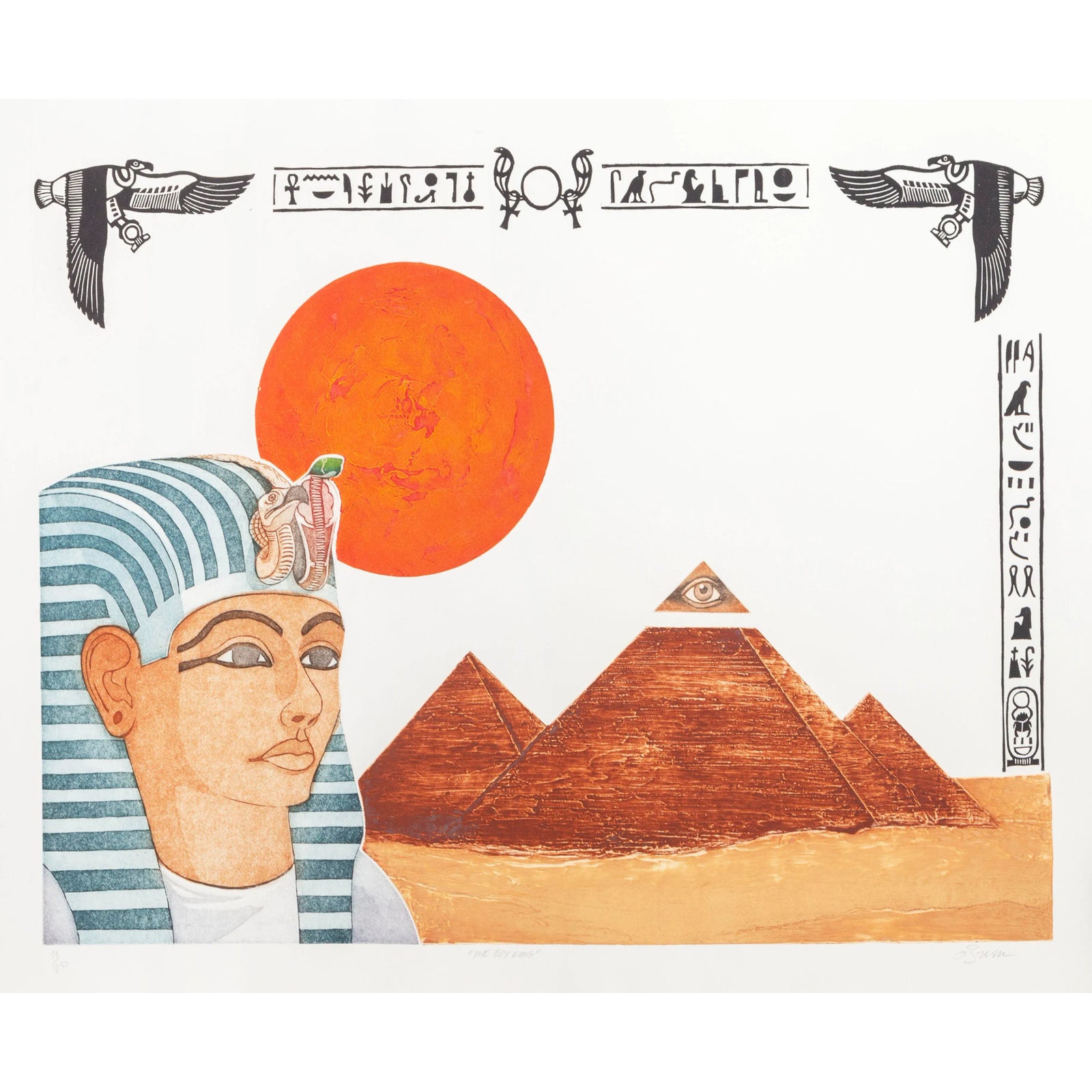 O'Brian, "The Boy King", Original Print of Egyptian Pharaoh | Chairish