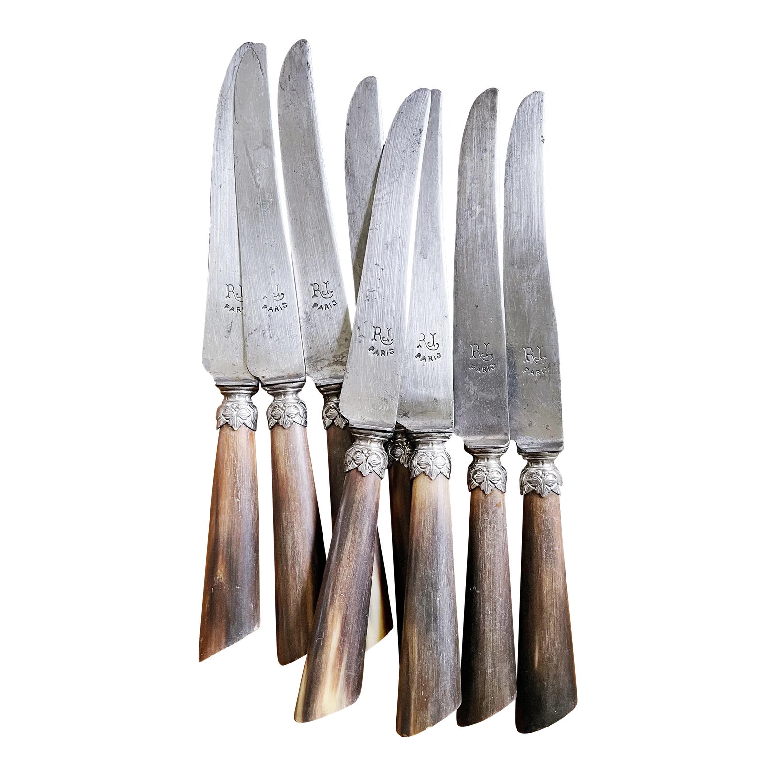 1920s French Horn Handle Knives- Set of 8 | Chairish