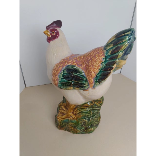 Mid 20th Century French Majolica Hen | Chairish