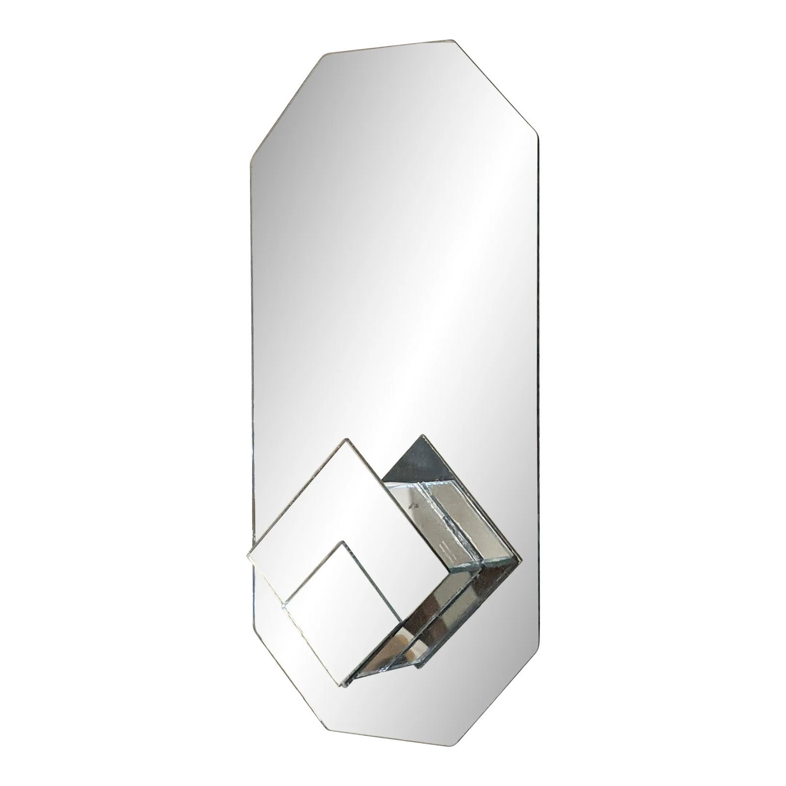 Vintage Postmodern Mirror Wall Pocket Planter | Chairish