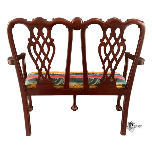 Vintage Traditional Chippendale Style Mahogany Bench | Chairish