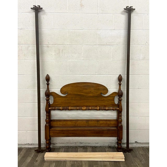 Vintage Twin Size Four Poster Bed With Pinecone Pineapple Finials | Chairish