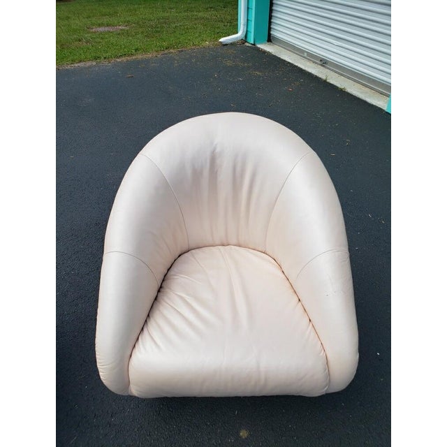 Nattuzi Light Pink Leather Rolled Arm Plinth Swivel Base Chairs - a ...