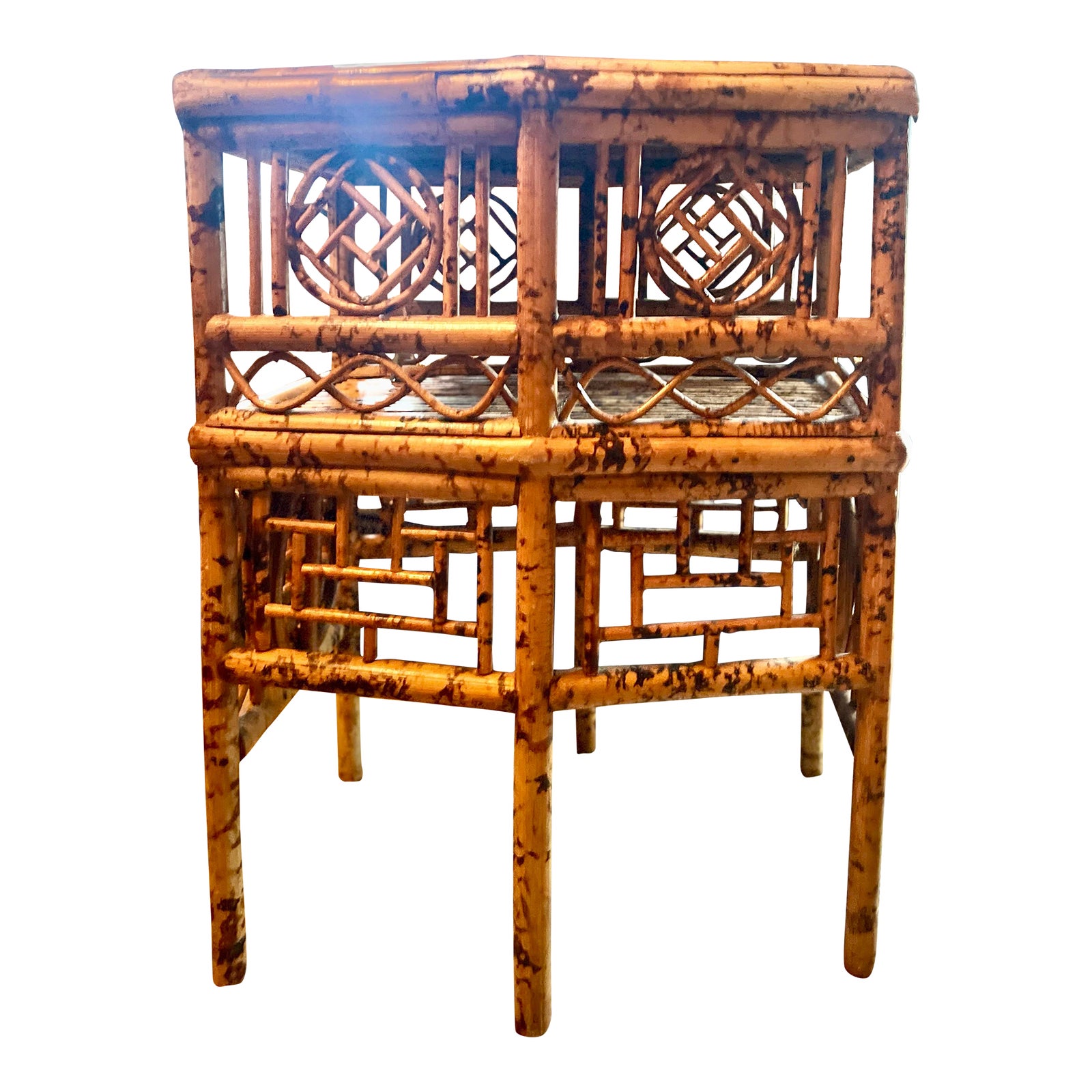 1970s Vintage Hexagonal Brighton Pavilion Burnt Bamboo Tortoise Shell ...