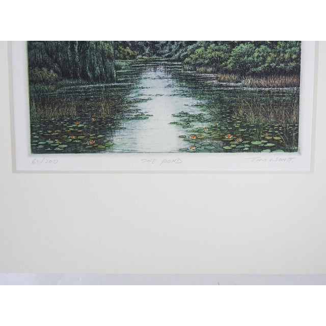 Contemporary Lakeside Landscape Colored Etching | Chairish