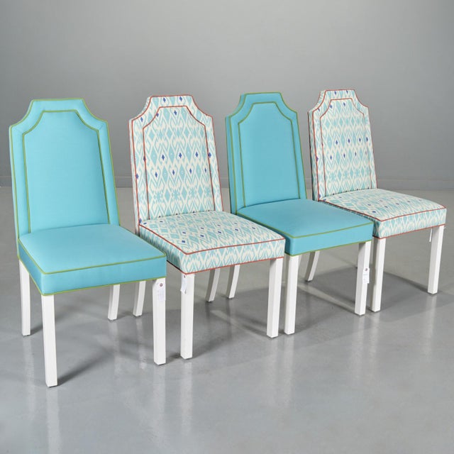 21st Century Colorful Designer Parsons Dining Chairs With Contrasting ...