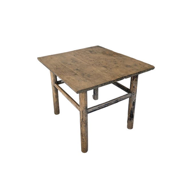 Rustic Wood Side Table | Chairish