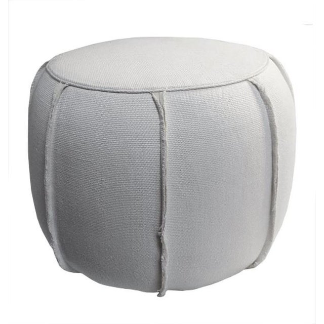 White Classic Canvas Pouf | Chairish