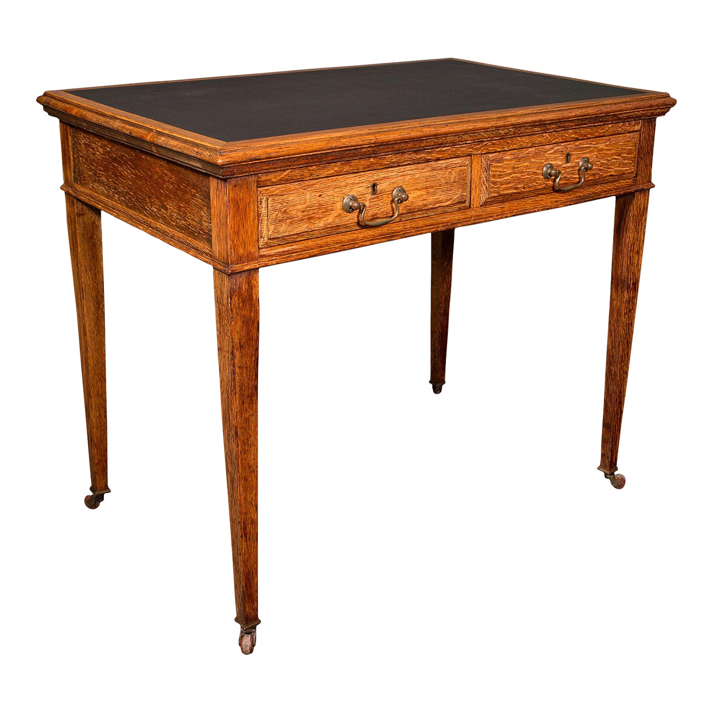 1900s Edwardian Antique Writing Desk, English, Oak, Leather ...