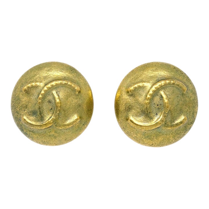 Chanel Gold Button Earrings Clip-On 95P Kk90821 - 2 Pieces | Chairish