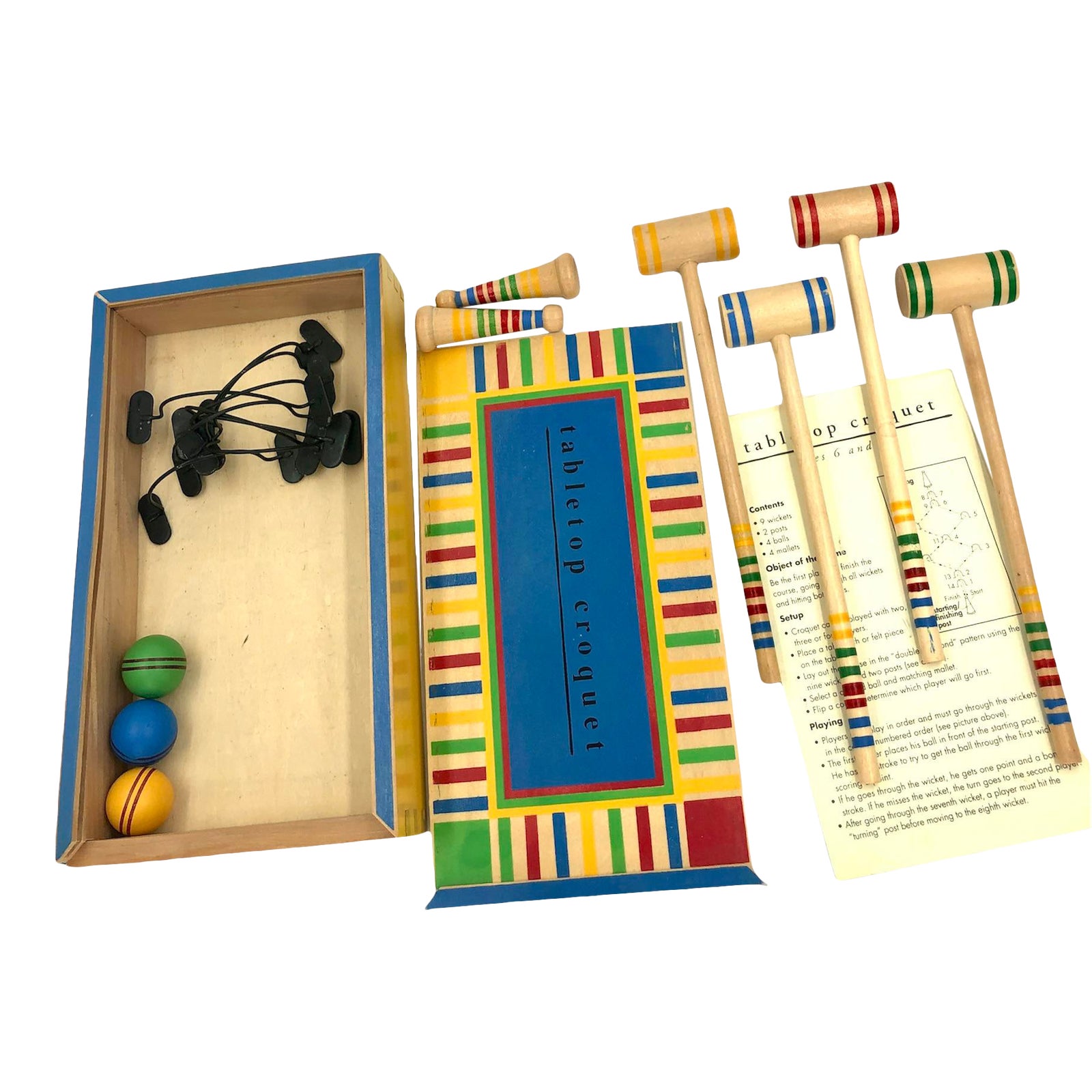 1990s Vintage Table Croquet Game Box Set Wood Red Blue Yellow Green ...