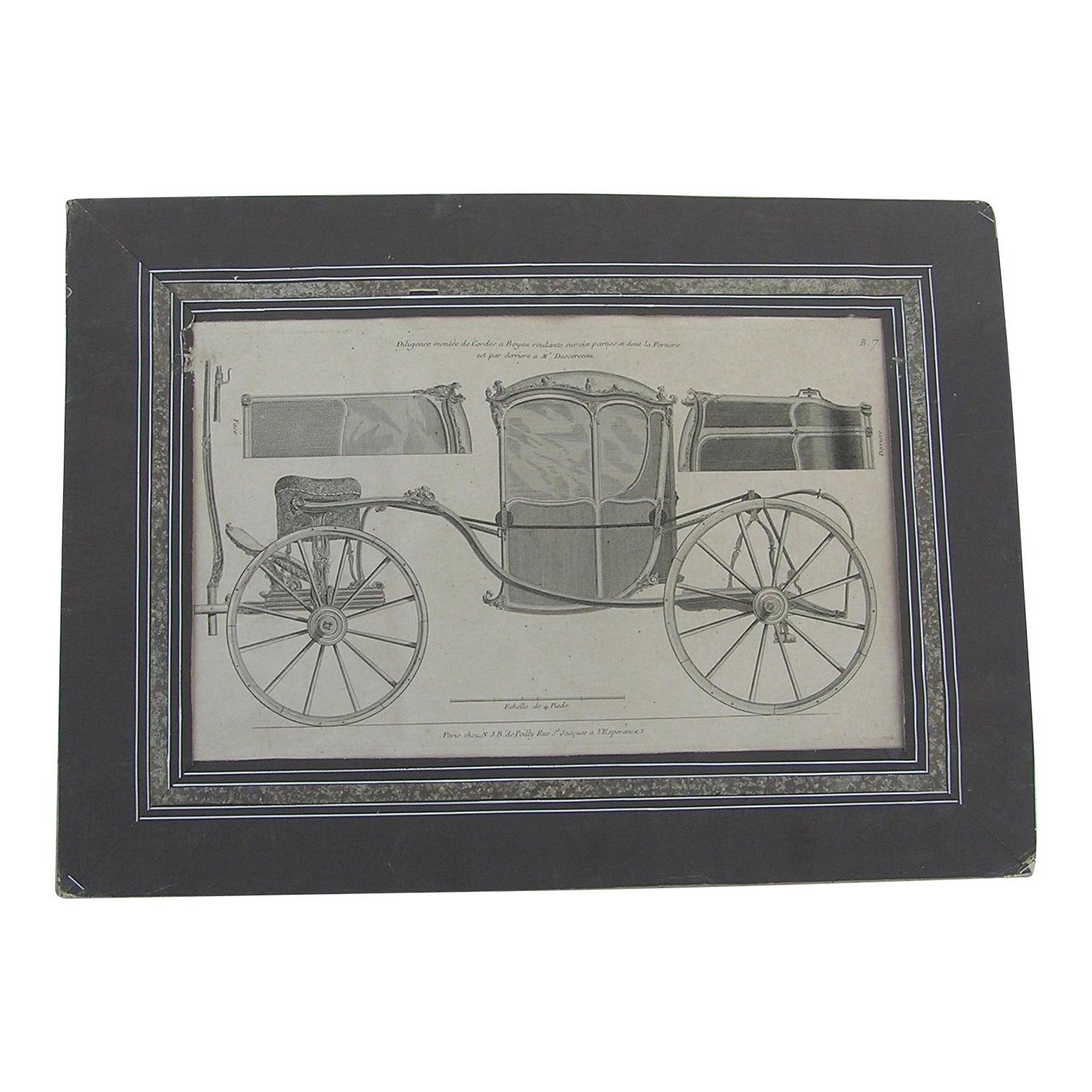 18th French Baroque Engraving Horse Carriage, Jacques l'Esperance Co ...
