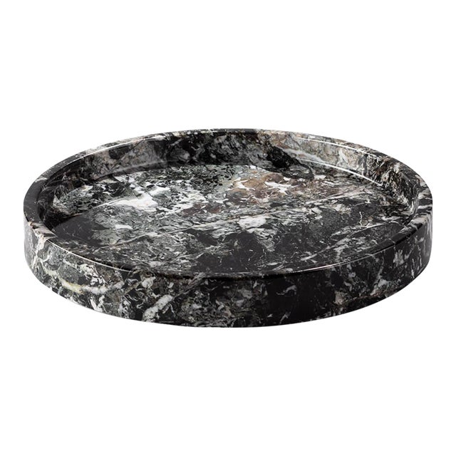 Black & White Marble Round Tray | Chairish