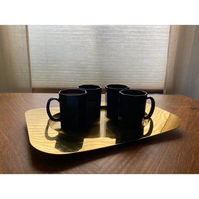 Arcoroc Black French Octagonal Glass Mugs, Set of 4 (France) | Chairish