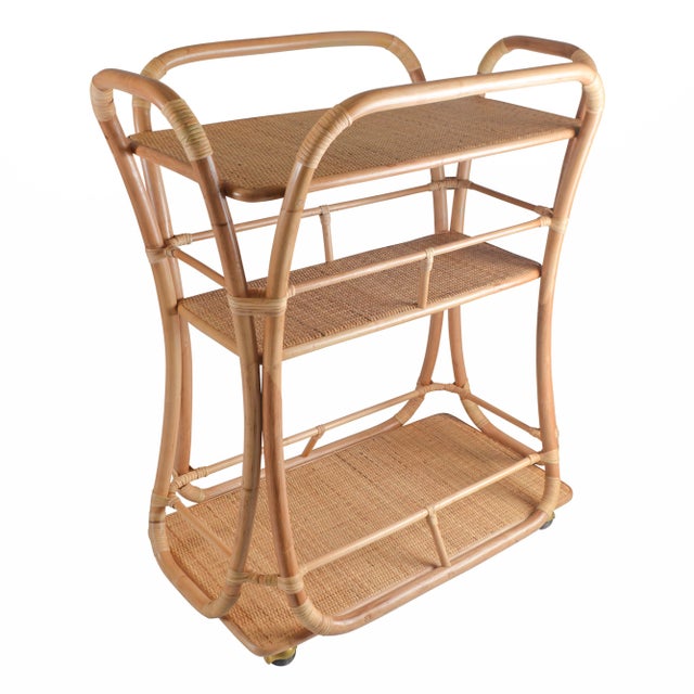 Sample: Edith Rattan Bar Cart in Natural | Chairish