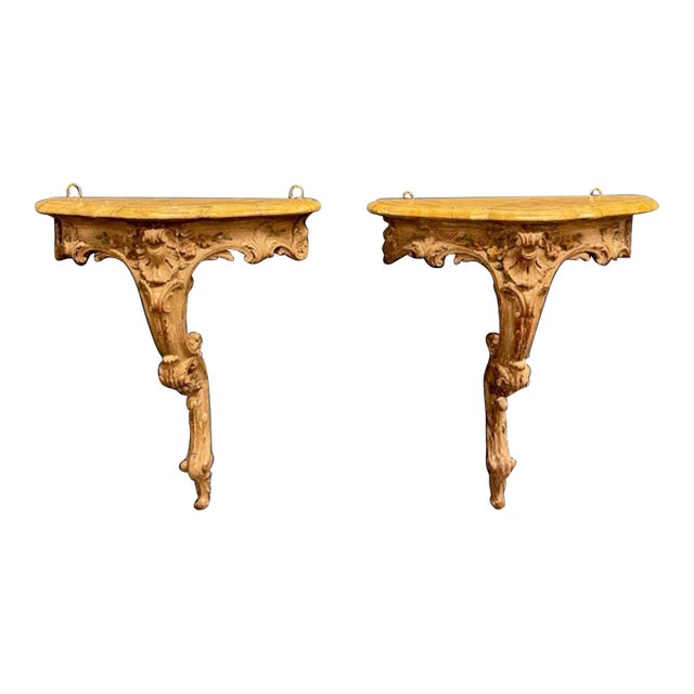 Pair of Italian Hanging Consoles | Chairish