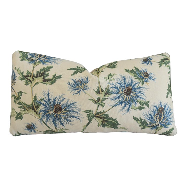 Designer George Spencer Thistle Floral Botanical Feather/Down Pillow ...