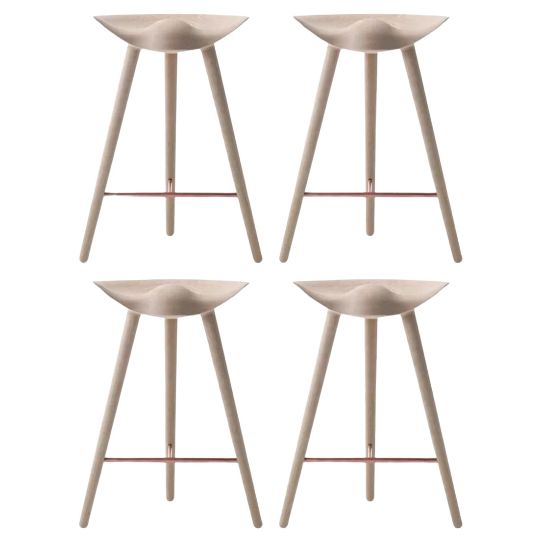 Oak / Copper Counter Stools by Lassen, Set of 4 | Chairish