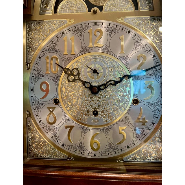 1990s Sligh Auburn Cherry Wood Grandfather Clock | Chairish