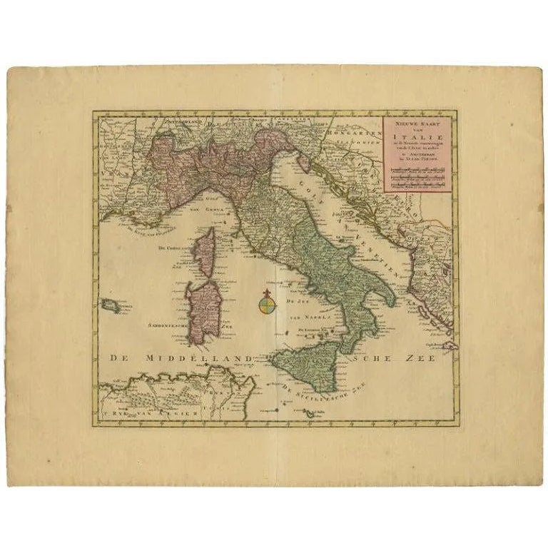 Antique Map of Italy, 1740 | Chairish
