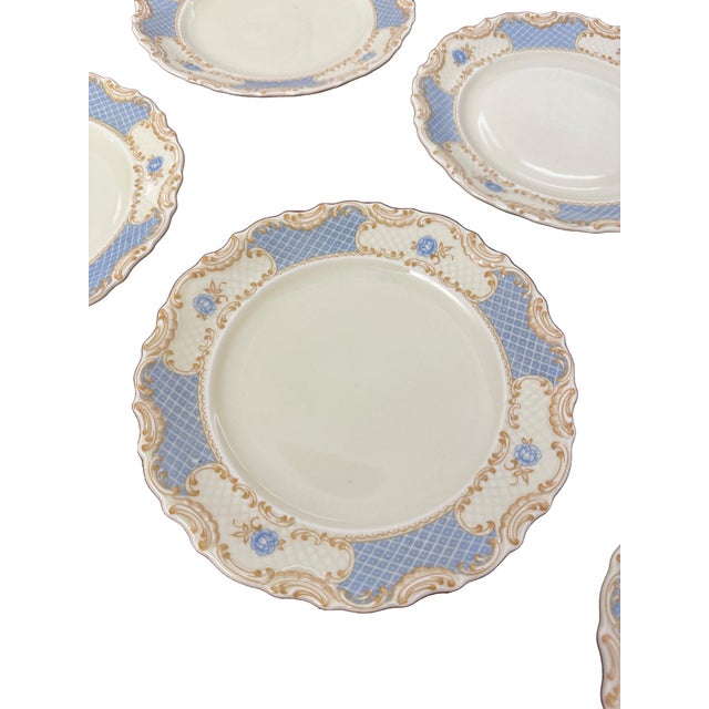 Antique Light Blue and Gold Bavarian Salad Plates by Schumann - Set of ...