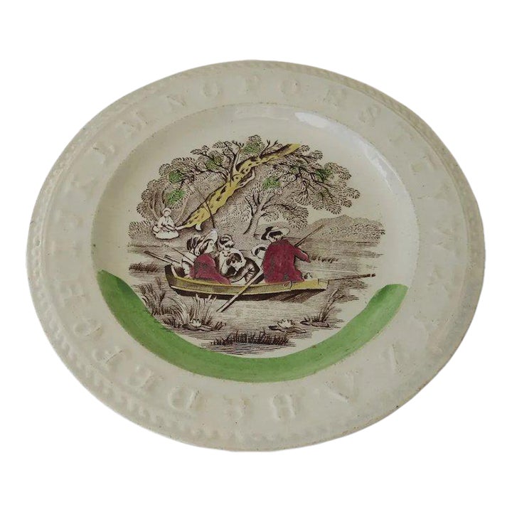 Mid 19th Century English Child's Alphabet Plate by Edge Malkin | Chairish