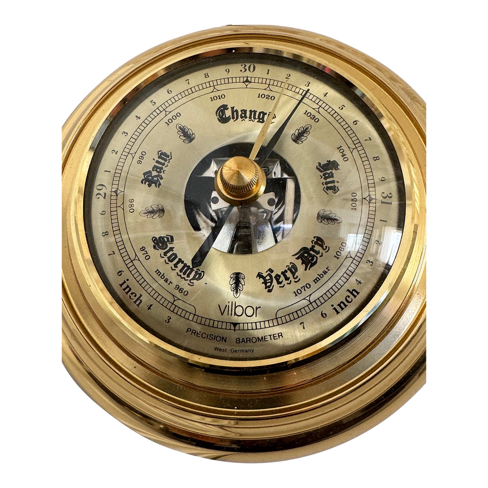 Vilbor Precision Barometer West Germany Brass Wall Weather Station ...