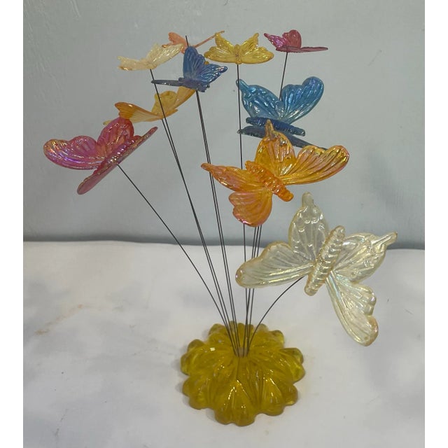 Vintage MCM Lucite Kinetic Wire Butterfly Sculpture | Chairish