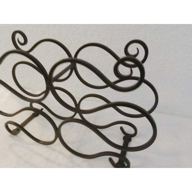 Vintage Black Wrought Iron Scroll Design Wine Rack | Chairish