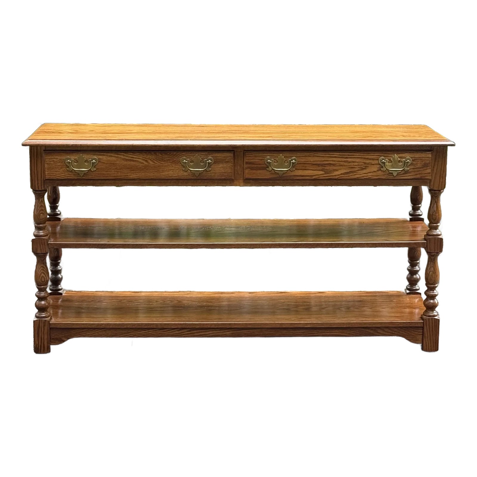 Vintage Pennsylvania House Turned Legs Oak Console Table | Chairish