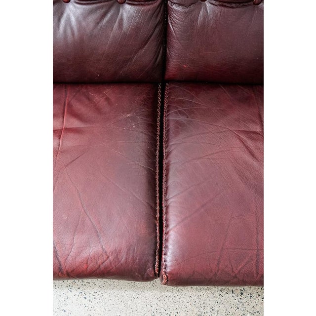 1960s Mid Century Danish Modern Sofa Couch Burgundy Chrome Leather ...