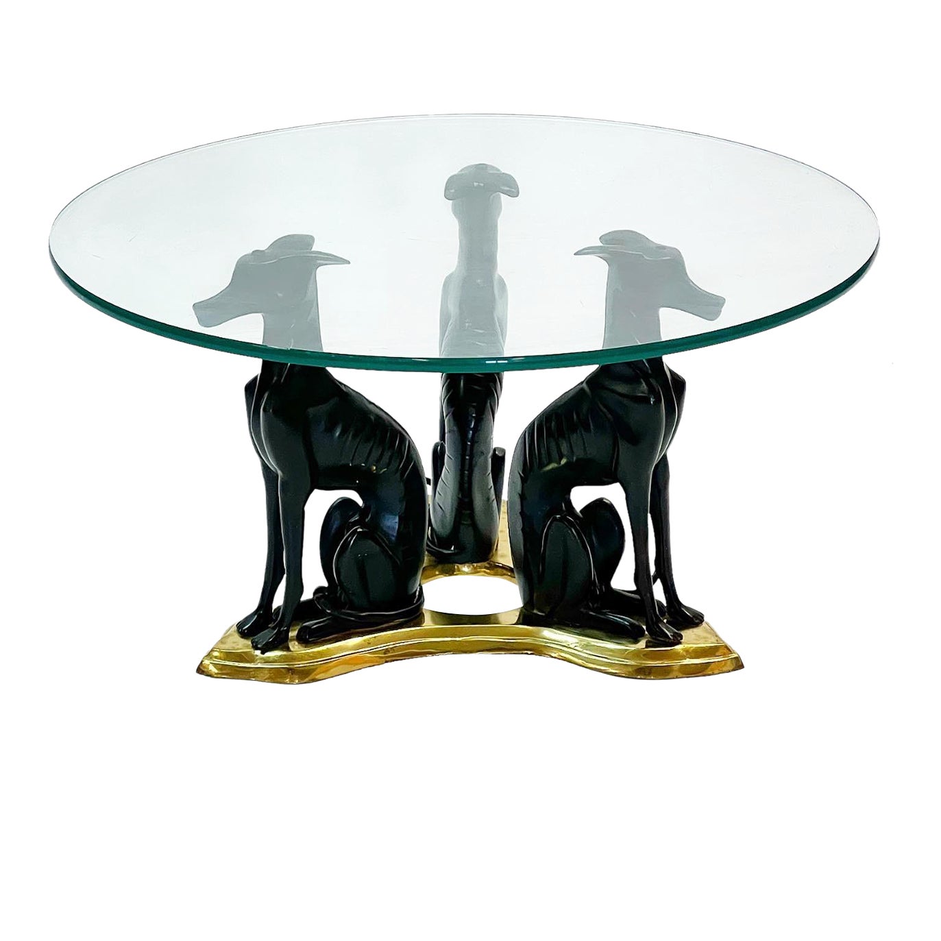 1980s Maitland-Smith Bronze Whippets Cocktail Table | Chairish