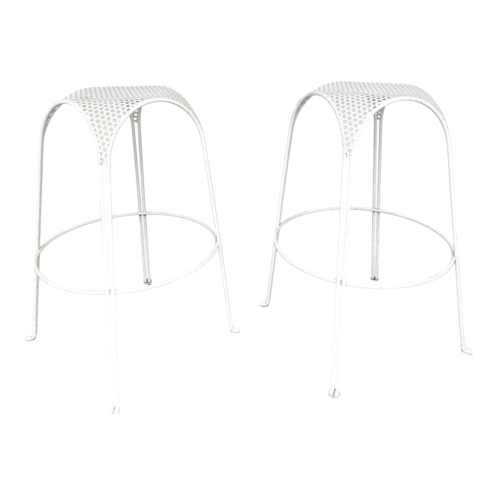 1950s Maurizio Tempestini Perforated Metal Counter Stools - a Pair ...