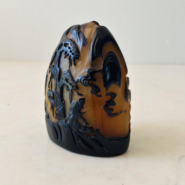 Antique Hand-Carved Chinese Objet Depicting Traditional Figure and ...