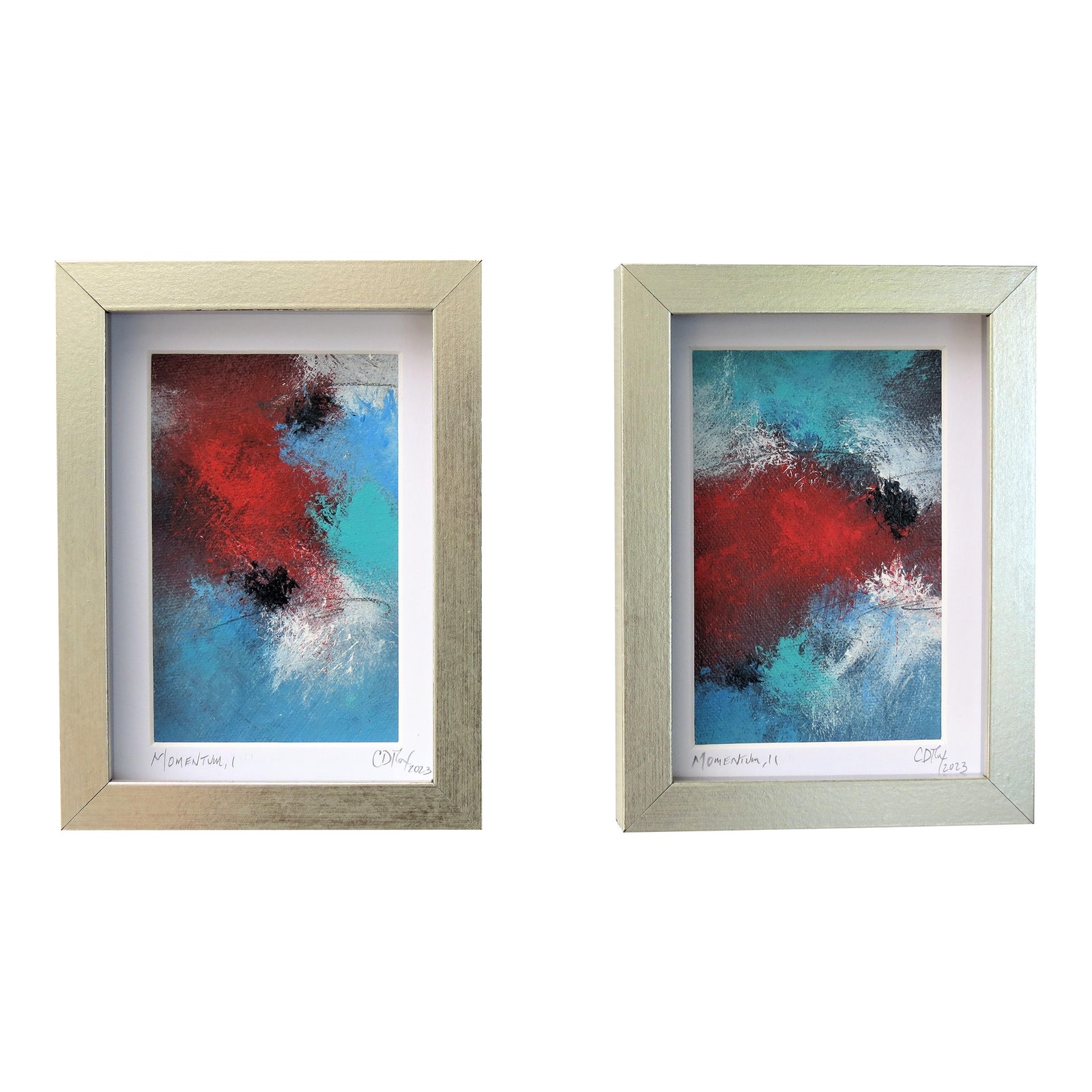 Small Framed Abstracts by C. Damien Fox, a Pair. | Chairish