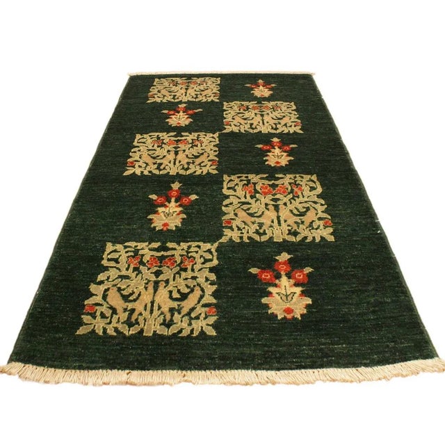 Modern Green/Rust Wool Rug - 3'1 X 4'9 | Chairish