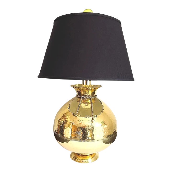 Hammered Brass Bag Lamp & Shade, C1970 | Chairish