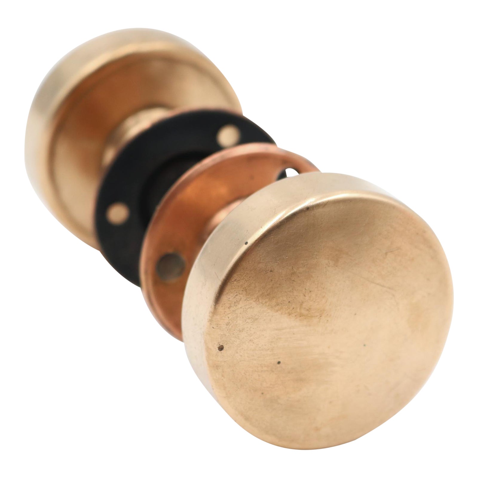 Modern R&e Brushed Brass Round Flat Door Knob Set | Chairish